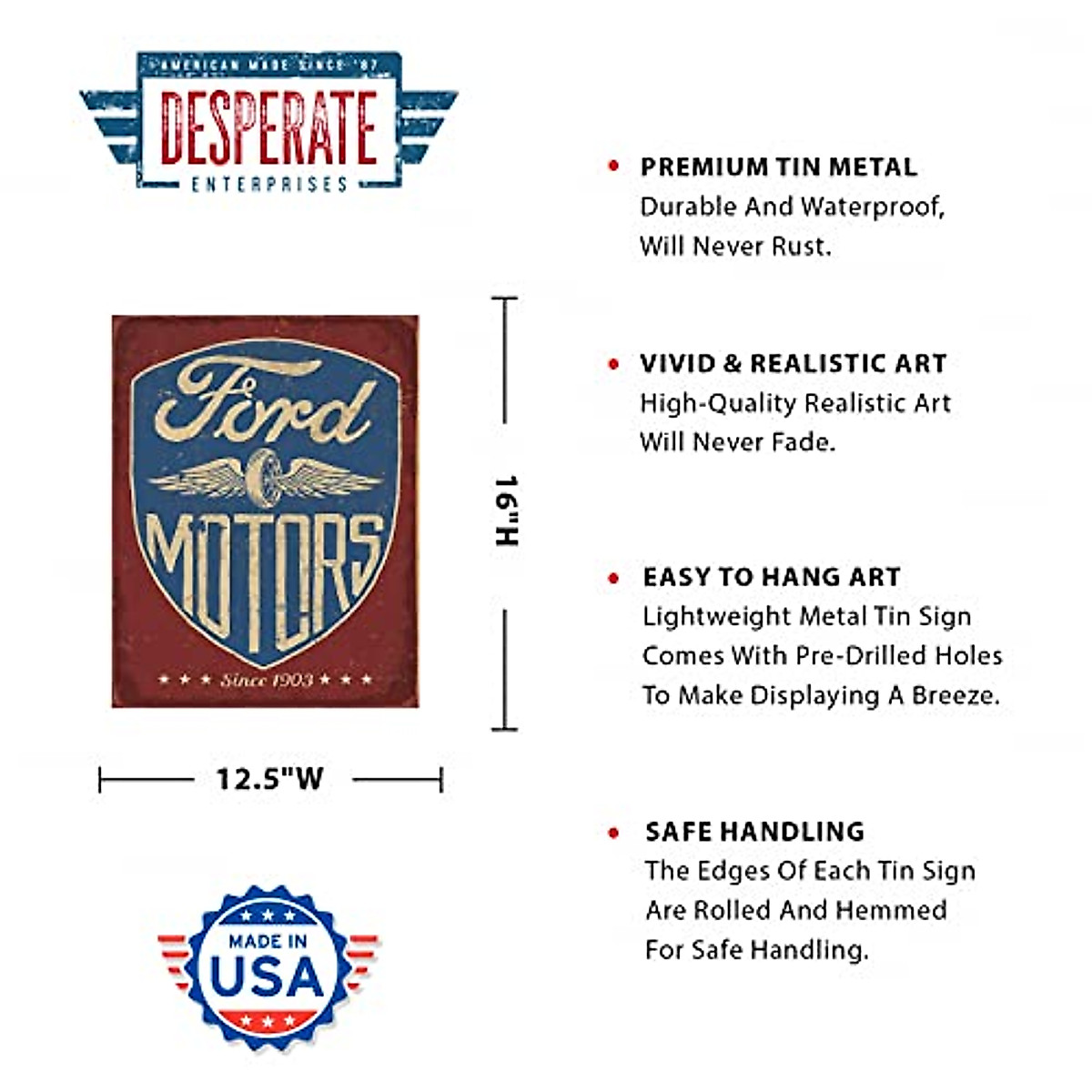 Ford Motors Vintage Tin Sign - Classic Wall Décor