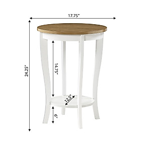 Convenience Concepts American Heritage Round End Table, Driftwood / White