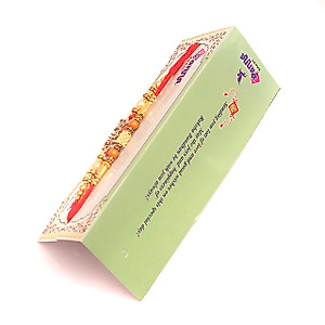 Rakhi For Brother Set of 2 With Greeting Card, Beautiful Designer Raksha Bandhan Rakhi Gift Set For Brother Bhaiya Bhai Bro, Traditional Indian Style Rakshbandhan Rakhi Gifts For Brother