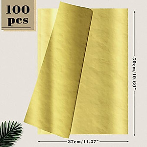 RYKOMO 100 Sheets 14.5 x 20 Inch Gold Metallic Tissue Paper, Bulk Gold Wrapping Paper Art Paper Crafts Metallic Gift Wrapping Tissue Paper for DIY Crafts Birthday Holiday Christmas Weddings Arts Decor