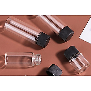 LabZhang 100 Pcs Glass Vials with Screw Caps, Small Liquid Sample Vial, Leak-Proof Vial (10ML, Clear)