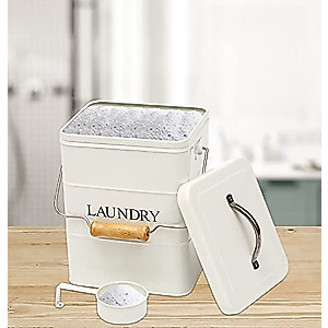 Morezi Laundry Detergent Container Powder Soap Containers with Lid and Scoop Included, Perfect Sturdy Canister Tins for Kitchen Countertop, Shelf, Great Gift - White