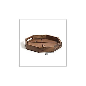 Kalmar Home Acacia Wood 13-Inch Octagon Tray