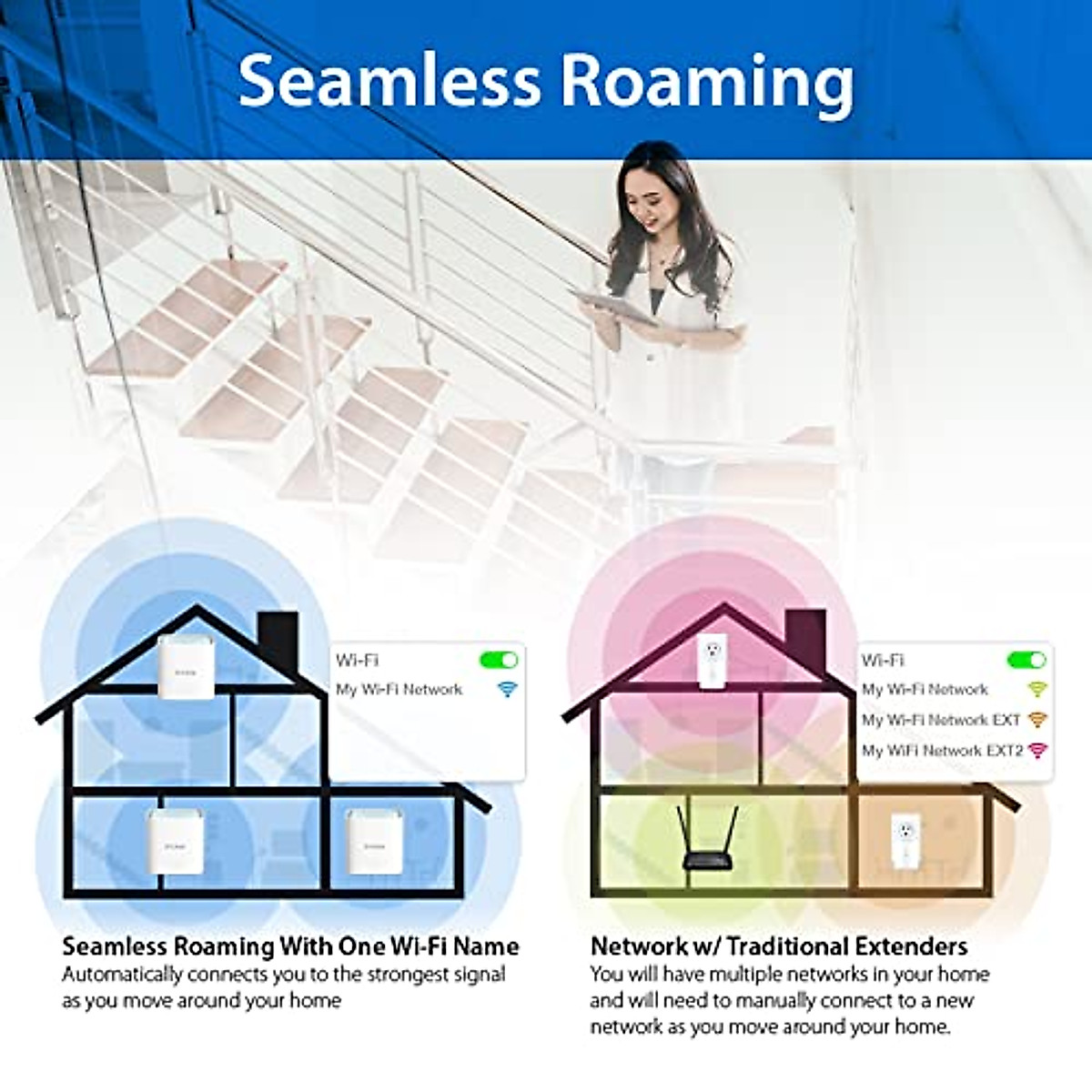 D-Link M15/3, Eagle Pro AI Mesh WiFi 6 Router System (3-Pack) - Multi-Pack for Smart Wireless Internet Network, Compatible with Alexa and Google, AX1500