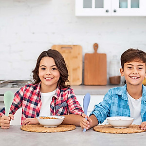 12 Pieces Wheat Straw Spoons Unbreakable Dinner Spoons Reusable Asian Soup Spoons Portable Lightweight Cereal Spoons for Kid and Adult, Microwave Dishwasher Safe