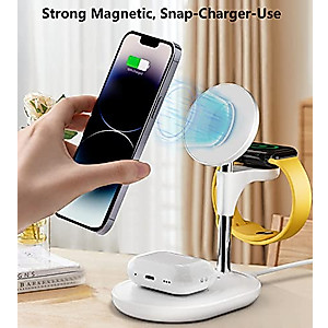 Wireless Charging Station for Multiple Devices Apple, 3 in 1 Wireless Charger Stand Mage-Safe Charger Charging Dock for iPhone 14 13 12 Series iWatch AirPods
