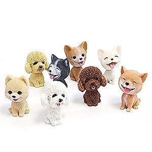 Car Interior Simulation Shaking Head Dog Dolls,Resin Nodding Puppy Car Dashboard Ornament,Bobblehead Dog for Car Vehicle Decoration(Yellow Pomeranian)