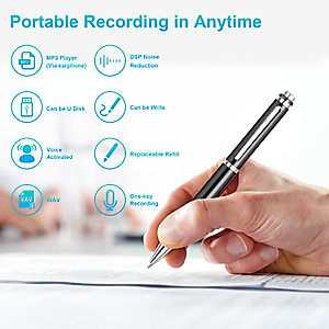 128GB Voice Recorder 23Hrs Long Battery Life, Recorder Voice Activated with Intelligent Noise Reduction, Portable Recording Device for Lecture/Meeting/Course, Audio Recorder Transfer File to Computer