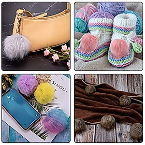 SIQUK 46 Pcs Faux Fur Fluffy Pom Pom Balls with Elastic Loop for Hats Scarves Gloves Bags Accessories (23 Mild Colors, 2 Pcs Each)