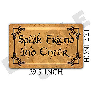 DoubleJun Funny Speak Friend and Enter Entrance Mat Floor Rug Indoor/Front Door Mats Home Decor Machine Washable Rubber Non Slip Backing 29.5"(W) X 17.7"(L)