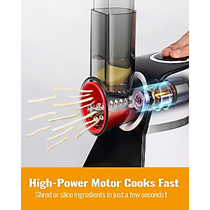 Electric Cheese Grater Salad Shooter,5-In-1 Electric Slicer For Home Kitchen,One-Touch Easy Control,With Safety Push Bar Cheese Grater Electric For Zucchini,Cheese,Vegetables And Smoothie