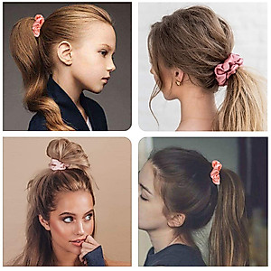 50 Satin Hair Scrunchies in Multiple Colors - Silk Accessories for Curly Hair, Teens and Girls - With Gift Bag