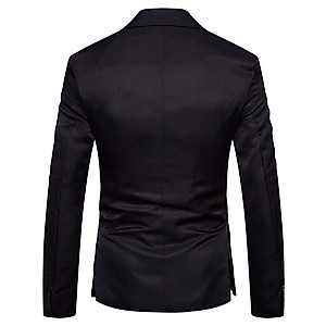 Mens Casual Slim Fit Suit Jacket 1 Button Daily Blazer Business Sport Coat Tops A/Black