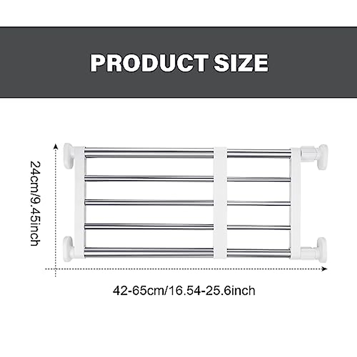 Geetery 4 Pcs Closet Tension Shelf Rod Metal Expandable Shelf Organizer Adjustable Closet Shelves Closet Shelf Rack DIY Closet Dividers Separators for Cabinet Storage Locker Clothes (16.54-25.6 Inch)