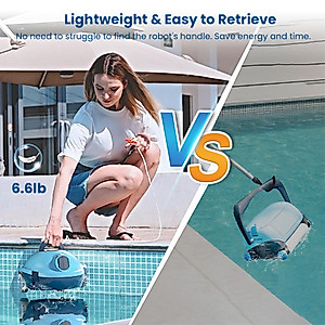 𝙐𝙥𝙜𝙧𝙖𝙙𝙚𝙙 OUCAXIA Cordless Robotic Pool Cleaner, Automatic Pool Vacuum, 90 Mins Runtime & Powerful Suction, Self-Parking, Lightweight, Ideal for Above/In-Ground Pool 65 Feet/1100 Sq.Ft