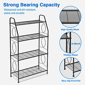 VyGrow Plant Stand, 4 Tier Plant Shelf for Indoor Outdoor, Heavy Duty Metal Tall Plant Stands Holder Rack for Living Room Balcony and Garden, Black