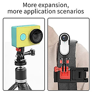 FEICHAO Upgraded Universal Camera Mount Adapter 360 Degree Swivel 1/4" Screw Converter CNC Aluminum Metal Compatible with Gopro Hero 10 9 8 7, Eken, Insta360 One X X2 R Action Camera (Black)