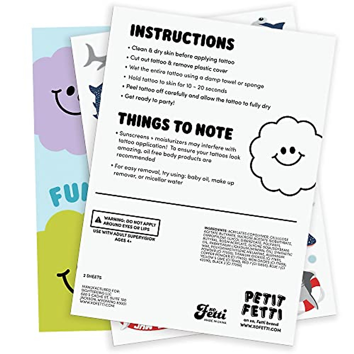 xo, Fetti Shark Temporary Tattoos - 38 Metallic Styles | Underwater Sea Creature, Ocean Animal Birthday Party Supplies, Summer, Totally Jawsome, Arts and Crafts