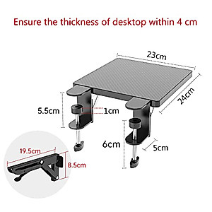 OUGIC Ergonomics Desk Extender Tray, 9.5"x9.1" Punch-Free Clamp on, Foldable Keyboard Drawer Tray, Table Mount Arm Wrist Rest Shelf, Computer Elbow Arm Support