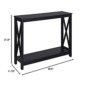 Convenience Concepts Oxford Console Table with Shelf, Black