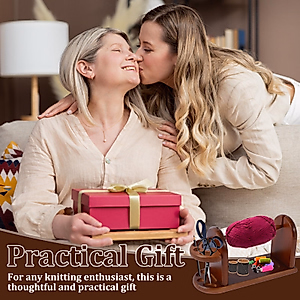 Wooden Yarn Holder for Knitting Crochet, Horizontal Yarn Spinner with Slots, Stable Yarn Rack Stand, Yarn Ball Dispenser, Yarn Storage Organizer Yarn Spinner Holder, Crochet for Knitting Lovers