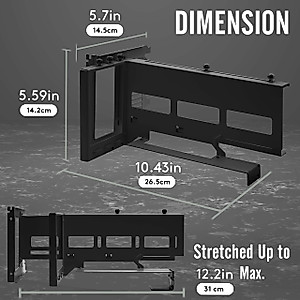 EZDIY-FAB Vertical PCIe 4.0 GPU Mount Bracket Graphic Card Holder with 5V 3 Pin ARGB LED Module, Video Card VGA Support Kit with PCIe 4.0 X16 Gen4 17cm/6.69in Riser Cable 90 Degree Right Angle (Black)