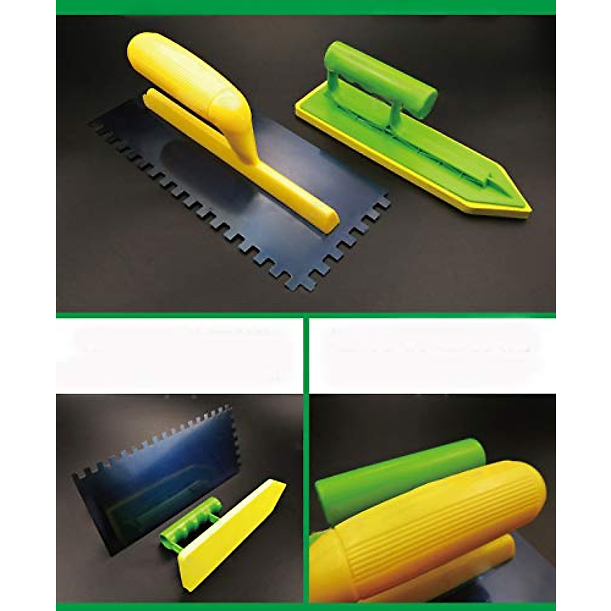 Premium Stainless Steel Notched Trowel (8mm*8mm) and EVA Rubber Grout Float, 1+1 Cost-effective Masonry Tool Kit