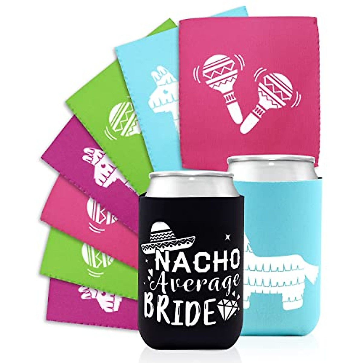 Fiesta Bachelorette Party Decorations Can Sleeves Favor for Nacho Average Bride Bridal Shower Mexico Bachelorette Party Supplies Can Sleeves 9-Pack