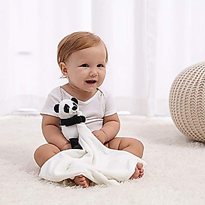 Apricot Lamb Stuffed Animals Security Blanket Panda Infant Nursery Character Blanket Luxury Snuggler Plush (White Panda, 10 Inches)