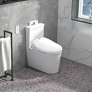 SWISH WEAVERS Smart Bidet Toilet Seat with Wireless Remote and Side Panel, Multiple Spray Modes, Adjustable Heated Seat, Warm Water and Air Dryer, Auto LED Nightlight, White