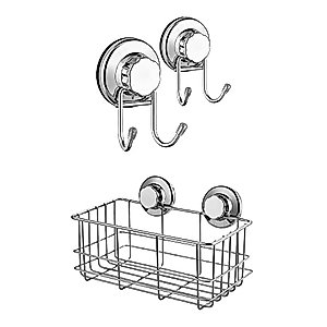 SANNO Double Suction Hooks Suction Cups Vacuum Hook Suction Cup Shower Caddy Bath Wall Shelf