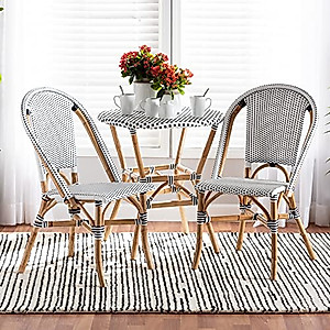 Baxton Studio Genica Dining Chairs, Indoor and Outdoor, Black/White/Brown