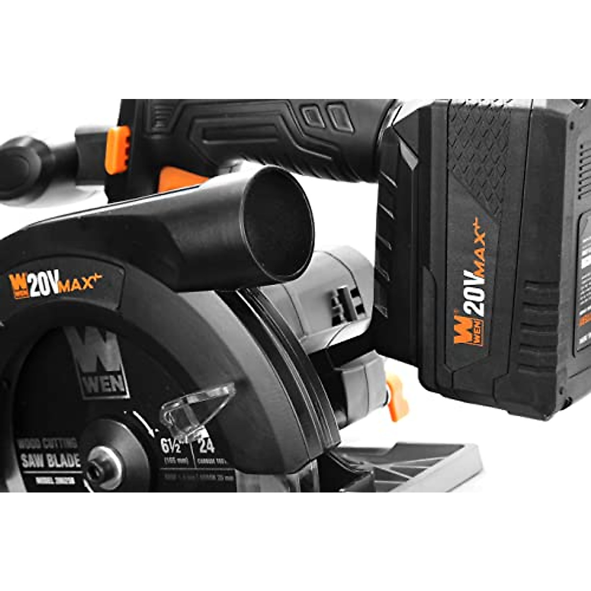 WEN Cordless Circular Saw, 6.5-Inch Blade with 20V Max 4.0 Ah Lithium-Ion Battery and Charger (20625)