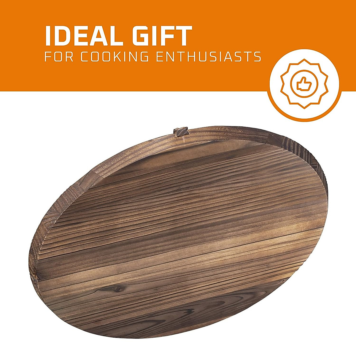 Bruntmor 14 inch Wooden Drop Lid, Wooden Kitchen Accessories, 14" Pan Lid, 14 inch Skillet Lid, Lid for Frying Pan,Wooden Pot Lid, Wood Wok lid, Cooking Accessories