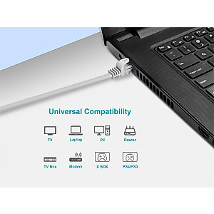 Monoprice Cat6 5ft White Patch Cable UTP 24AWG 550MHz Pure Bare Copper Snagless RJ45 Flexboot Series Ethernet Cable