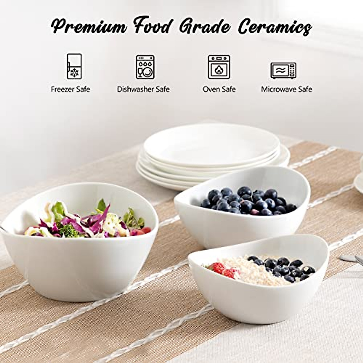 HBlife 3 Tier Oval Bowl Set with Metal Rack, Ceramic Fruit Bowl Serving, Tiered Serving Stand for Dessert Appetizer Cake Candy Chip Dip (Black)