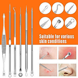 Pimple Popper Tool Kit, 15 PCS Blackhead Remover Comedone Acne Extractor Tools, Professional Sharp Stainless Skin Blemish Removal Pimple Tools with Metal Case
