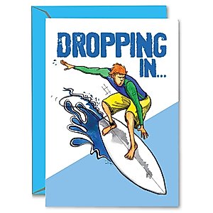 Play Strong Surfing Birthday Card 1-Pack (5x7) Super Star Illustrated Sports Birthday Cards Greeting Cards- Awesome for Surfers, Coaches and Fans Birthdays, Gifts and Parties!