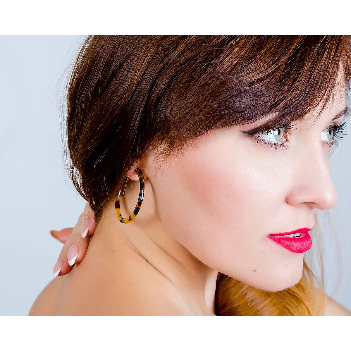 BaubleStar Tortoise Shell Resin Hoop Earrings Acrylic Round Circle Dangle Blond Amber Ear Drops Fashion Jewelry for Women