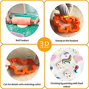 3dcrafx Cartepilla Worm Cookie Cutter and Stamp Set for Baby Shower, Cookie Mould, Professional Baking Dough Tools
