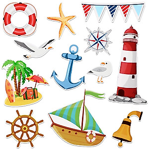 12 Pcs Cruise Door Decorations Magnets Cruise Ship Door Decorations Magnetic Stickers Sea Navigation Car Magnets Summer Fridge Door Magnets Cruise Decoration for Cabin Door Carnival Refrigerator