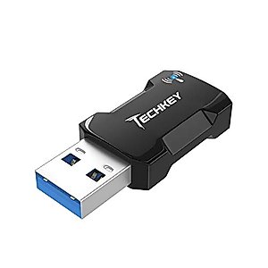 USB WiFi Adapter 1200Mbps for PC, Techkey Mini Wireless Network Adapter USB 3.0 WiFi 802.11 ac with Dual Band 2.4GHz/300Mbps, 5GHz/866Mbps for Desktop Laptop Windows XP/7/8/8.1/10/ Mac OS