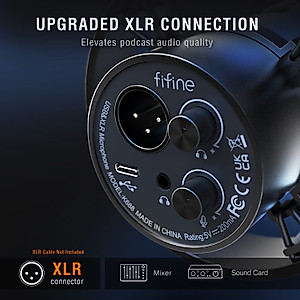 FIFINE Dynamic Microphone, XLR/USB Podcast Recording PC Microphone for Vocal Voice-Over Streaming, Studio Metal Mic with Mute, Headphone Jack, Monitoring Volume Control, Windscreen-Amplitank K688