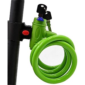 Bike Lock, Cable Lock, Coiled Secure Keys, Portable Mountain Bike Wire Lock with Mounting Bracket 1.2Mx12mm(Color:Green)