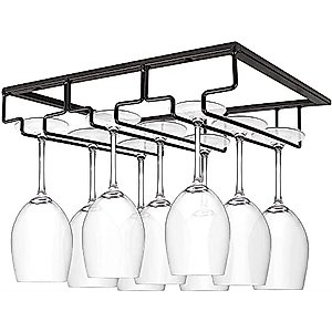 Metal Wine Glass Rack, Wine Glass Rack, Wine Rack Hanger, Wine Glass Rack (Color : Black)