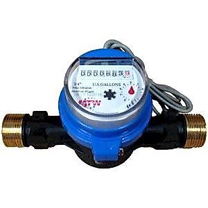 3/4" MTW MJ20 Polymer Cold Water Meter 7.5" USG Gallons Pulse Output