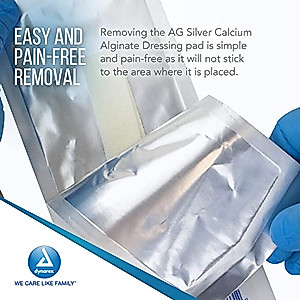 Dynarex DynaGinate AG Silver Calcium Alginate Rope Dressings - ¾"x12", Calcium Alginate Wound Dressing with Silver Ions, 1 Box of 5 DynaGinate AG Silver Calcium Alginate Rope Dressings - ¾"x12".