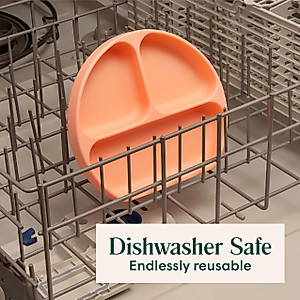 Simka Rose Baby Suction Plates for Baby & Toddler Plates Silicone Plate Baby Baby Dishes- BPA Free Silicone Divided Design Microwave & Dishwasher Safe - Baby Led Weaning Supplies Utensils (Pack of 1)