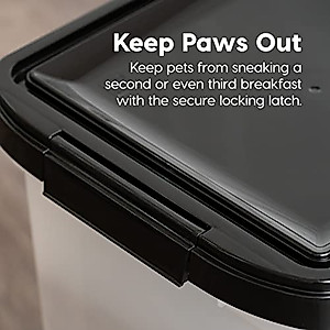 IRIS USA WeatherPro Airtight Dog Food Storage Container, Up to 25 lbs, Removable Wheels, for Dog Cat Bird and Other Pet Food Storage Bin, Keep Fresh, Translucent Body, Pearl/Black
