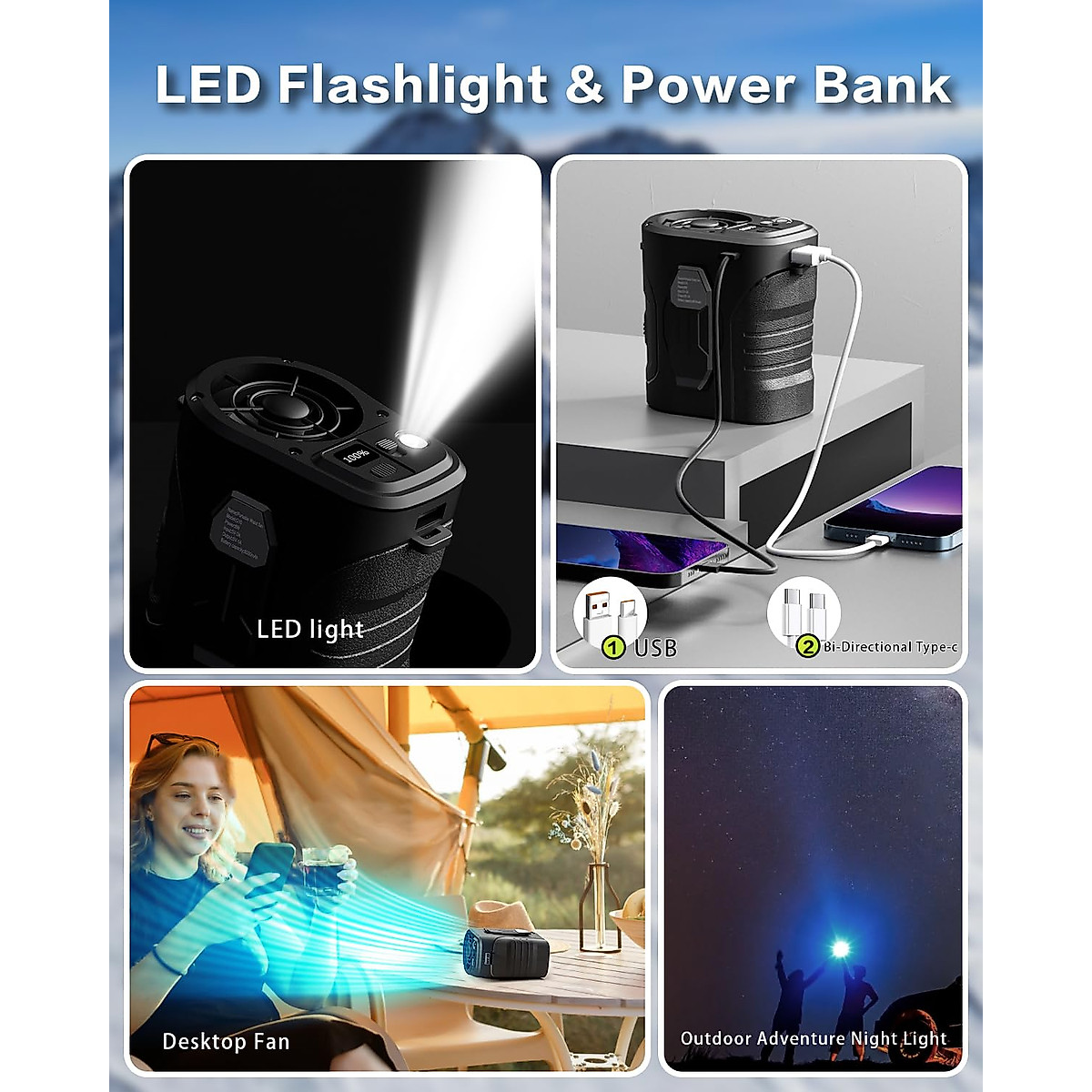 Yinken Waist Fan 10000mAh Rechargeable,Portable Fan with over 24H Working Time, 15000RPM Strong Airflow Wearable Belt Fan Personal Waist Clip Fan for Clothes Shirt Farm Work Hiking